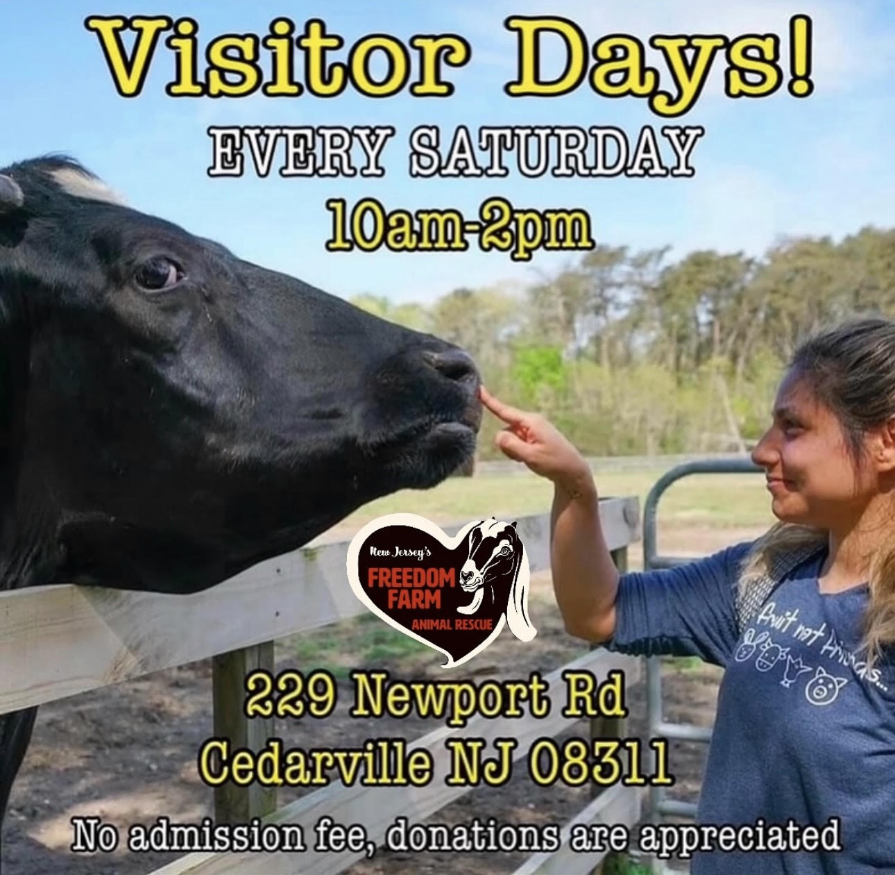 Visitor Days - New Jersey's Freedom Farm Animal Rescue Inc